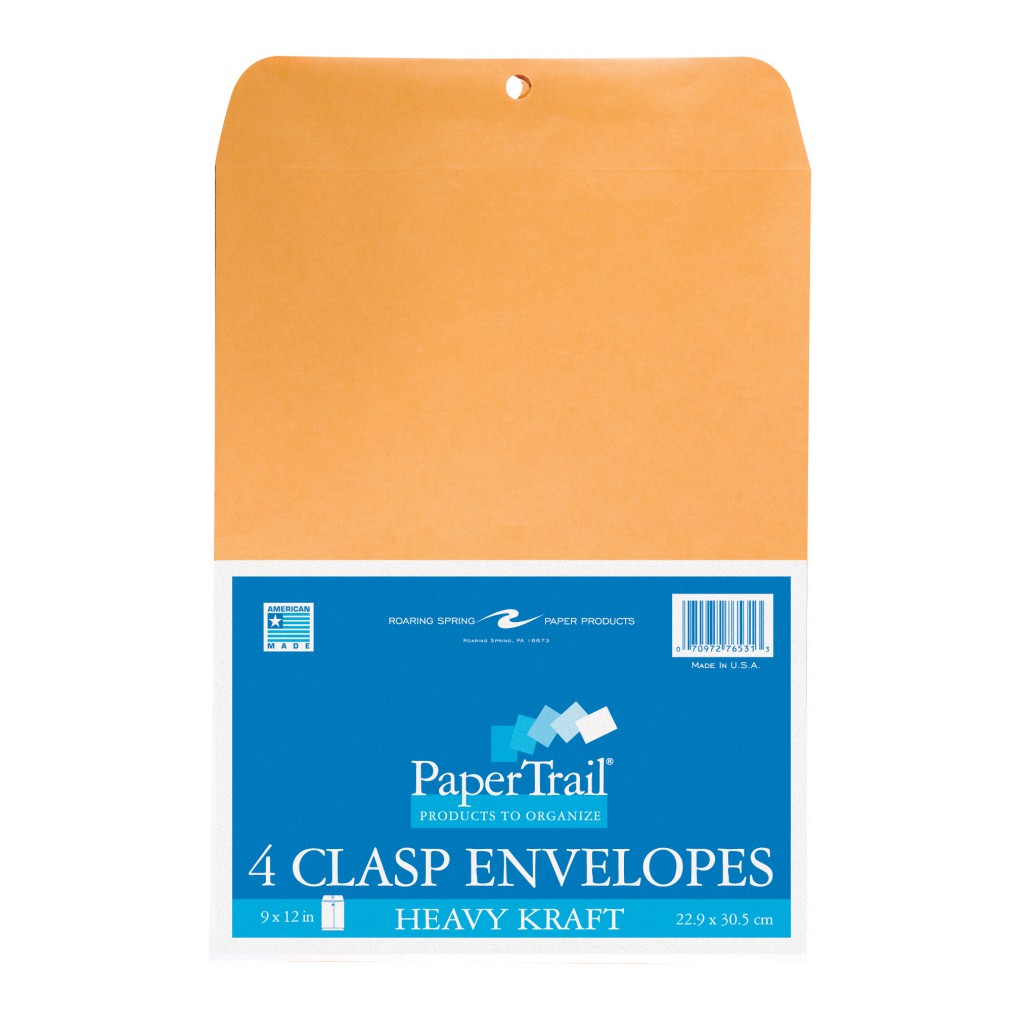 CLASP ENVELOPES 9X12 4 PK Envelopes Roaring Spring Paper Products