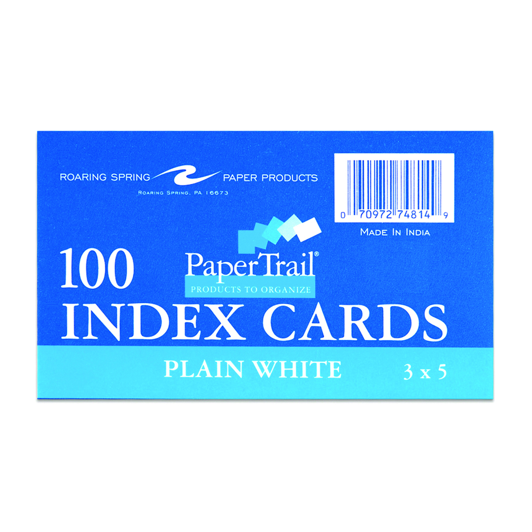 INDEX CARDS 3"x5" PLAIN WHITE | Index Cards | Roaring Spring Paper Products