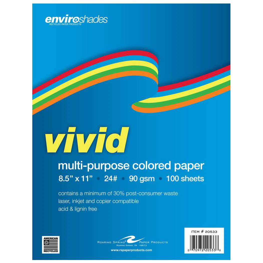 Enviroshades Vivid Assorted Colored Paper, 8.5" x 11" | Wirebound ...