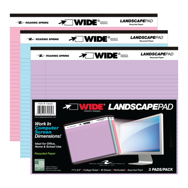 LANDSCAPE PAD ASSORTED 3/PK 11" x 9.5" RULED | Legal Pads | Roaring ...