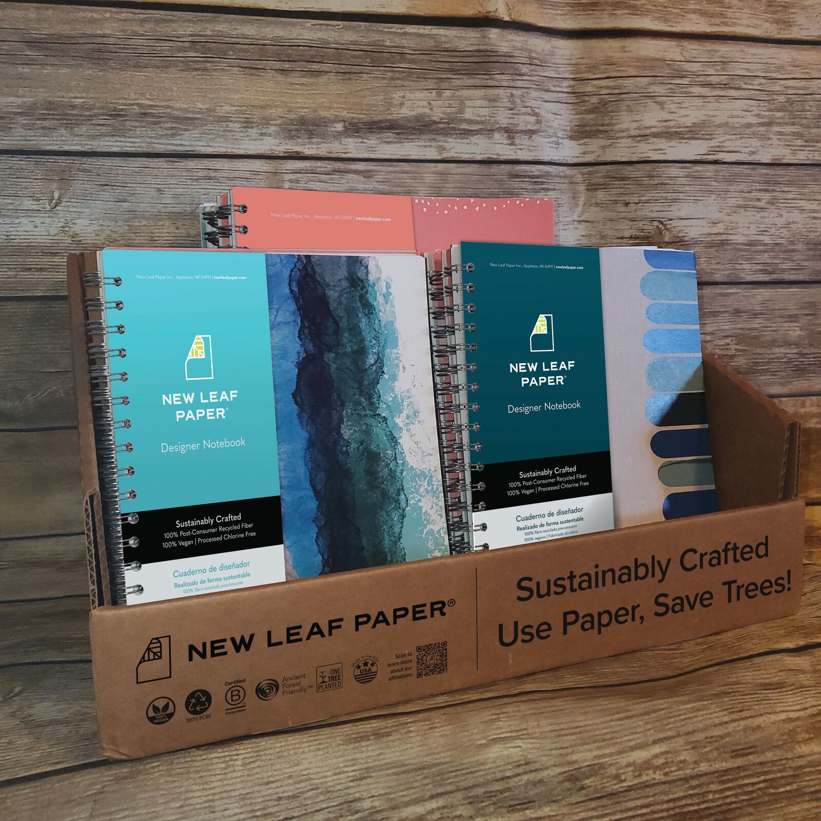 Designer Notebook Display, New Designs, 24 Count | New Leaf Paper ...